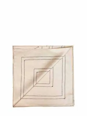 TOTEME Ivory Silk Embroidered Monogram Scarf