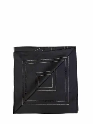 TOTEME Black Silk Embroidered Monogram Scarf
