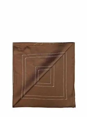 TOTEME Mocha Silk Embroidered Monogram Scarf