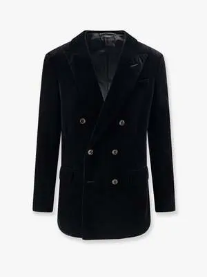 TOM FORD Double-breasted Velvet Blazer - Black