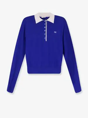 Celine Cashmere And Silk Polo Shirt With Logo Embroidery On The Front - Multicolor