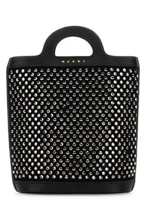 Marni Embellished Mesh Nano Tropicalia Handbag - Black