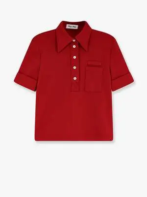 Miu Miu Polo Shirt With Lettering Logo Patch - Multicolor
