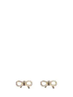 FERRAGAMO Gold Crystal-embellished Vara Bow Earrings - Multicolor