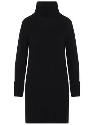 Moncler Abito A Collo Alto In Maglia Di Misto Alpaca - Black