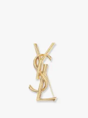 Saint Laurent Brass Serpente Brooch - Multicolor