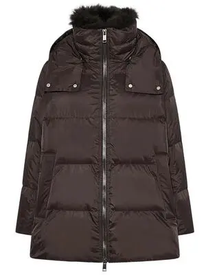 YVES SALOMON Padded Fur Down Jacket - Brown