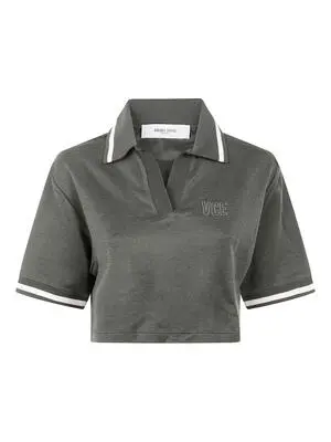GOLDEN GOOSE Cotton Cropped Polo Shirt - Multicolor