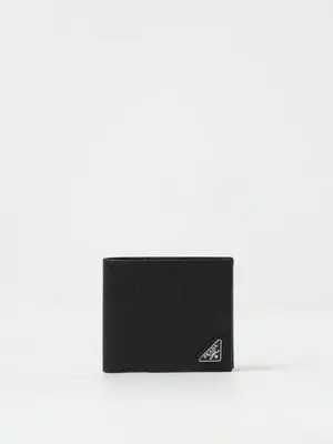 Prada Saffiano Leather Wallet With Triangle Logo - Black