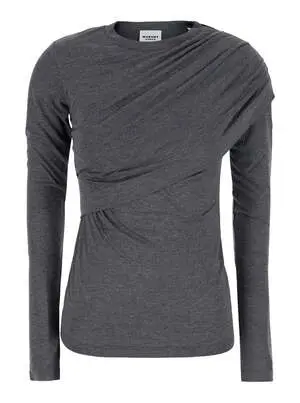 Isabel Marant Étoile Dressi' Top With Draped Motif On The Front In Viscose For - Gray