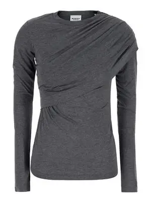 Isabel Marant Étoile Isabel Marant Etoile Women 'Dressi' Gray Top With Draped Motif On The Front In Viscose For Women Gray