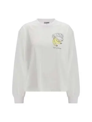 GANNI Long-sleeve T-shirt With Cherries Print - White