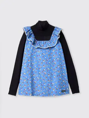 Miu Miu Poplin And Knit Top - Blue