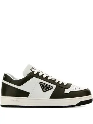 Prada Downtown Two-tone Leather Sneakers - Green