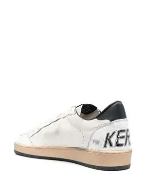 GOLDEN GOOSE Ball Star Sneakers In Nappa Leather With Black Star - White