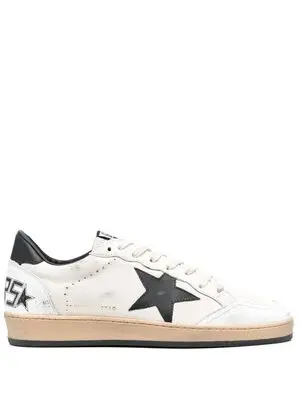GOLDEN GOOSE Ball Star Sneakers In Nappa Leather With Black Star - White