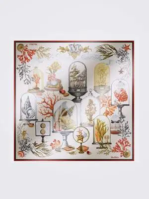 Max Mara Graphic Print Silk Twill Square Foulard - Cream