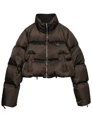 Prada Piumino Cropped In Re-nylon - Brown