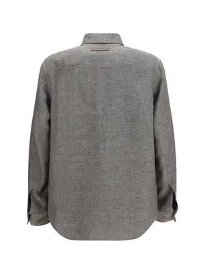 Zegna Cashmere, Linen, And Silk Overshirt - Gray