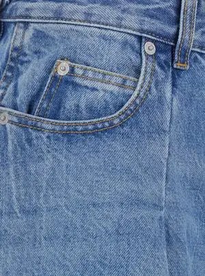 Jacquemus Ovalo' Blue High-waisted Jeans With Curved Cut In Denim For - Multicolor