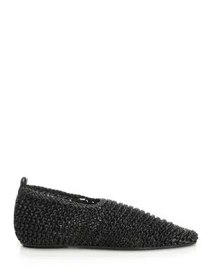 TOTEME Woven Leather Ballerinas - Black