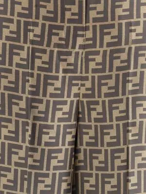Fendi Silk Monogram Pattern Pants - Brown