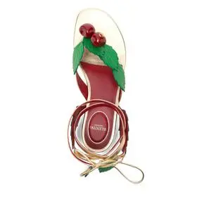 Valentino Garavani Laminated Nappa And Kidskin Flat Sandals - Gold