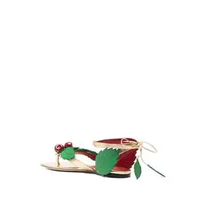 Valentino Garavani Laminated Nappa And Kidskin Flat Sandals - Gold