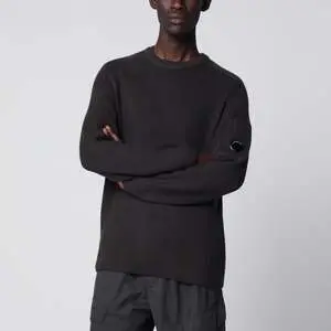 C.P. COMPANY Dark Grey Cotton-blend Ribbed Sweater - Blue