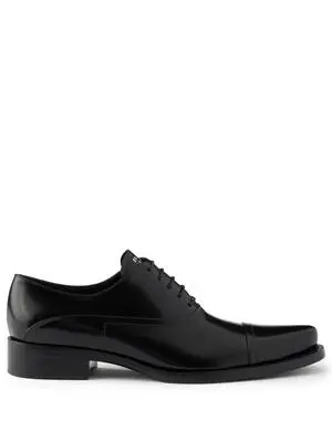 Prada Allacciate Leather Oxford Shoes - Black
