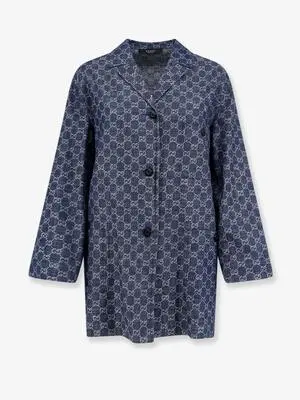 Gucci Cotton Shirt With All-over Gg Motif - Blue
