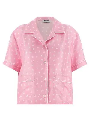 Moschino Goose Print Silk Twill Shirt - Pink