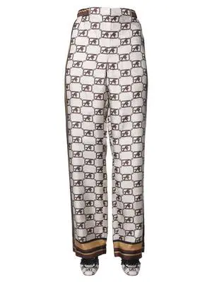 Alberta Ferretti Story Logo Pants - Cream