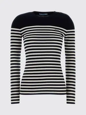 Prada Bicolor Striped Virgin Wool Sweater - Blue
