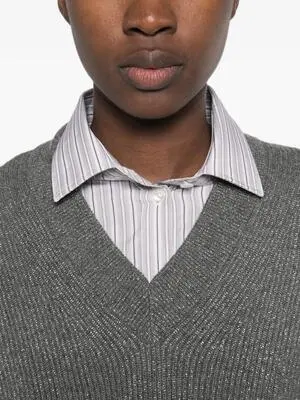 Brunello Cucinelli Cashmere V-neck Sweater - Gray