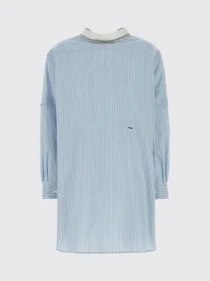 Prada Striped Cotton Poplin Blouse With Jewel Detail - Blue