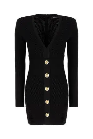 Balmain Long-sleeve Ribbed Dress