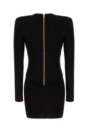 Balmain Long-sleeve Ribbed Dress
