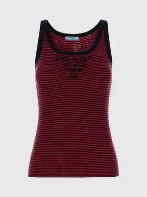 Prada Striped Silk Tank Top - Blue