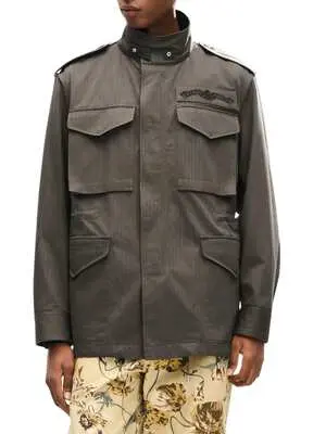 Kenzo Emblem` Cotton Herringbone Military Jacket