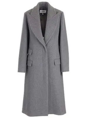 Loewe Wool And Cashmere Long Coat - Gray
