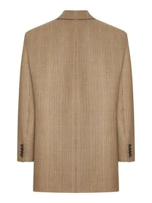 Saint Laurent Prince Of Wales Houndstooth Wool Jacket - Brown