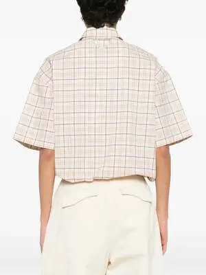 Prada Check Poplin Cropped Shirt - Multicolor