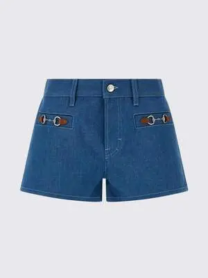 Gucci Cotton Shorts With Horsebit - Blue