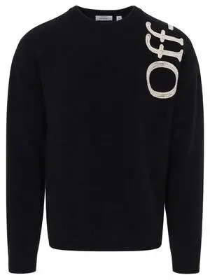 Off-White Vertical Bookish Knit Crewneck - Black
