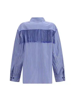 Andamane Miley Fringed Oversized Shirt - Blue
