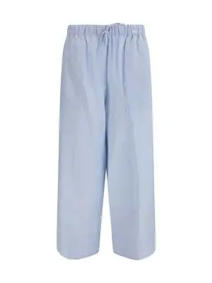 TOTEME Cotton And Linen Blend Palazzo Pants - Blue