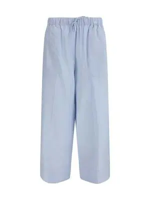 TOTEME Cotton And Linen Blend Palazzo Pants - Blue