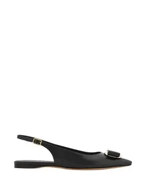 FERRAGAMO Zelmy Leather Flat Slingback - Black