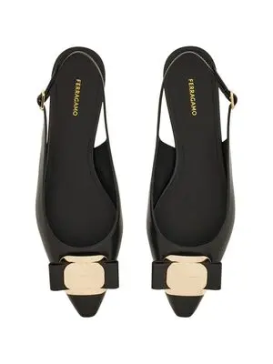 FERRAGAMO Zelmy Leather Flat Slingback - Black